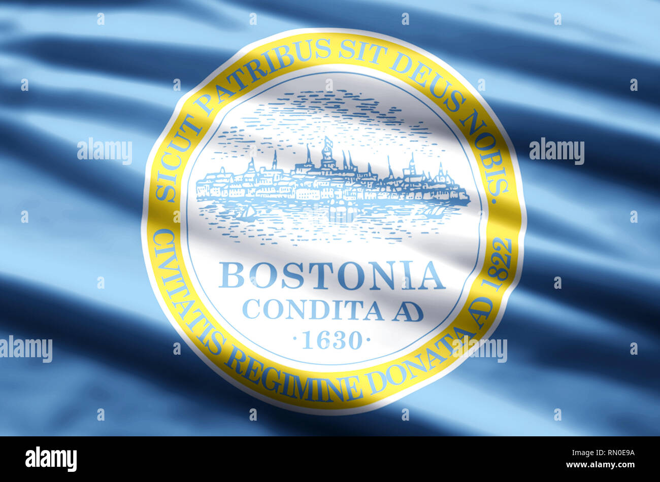 Boston stylish waving and closeup flag illustration. Perfect for ...
