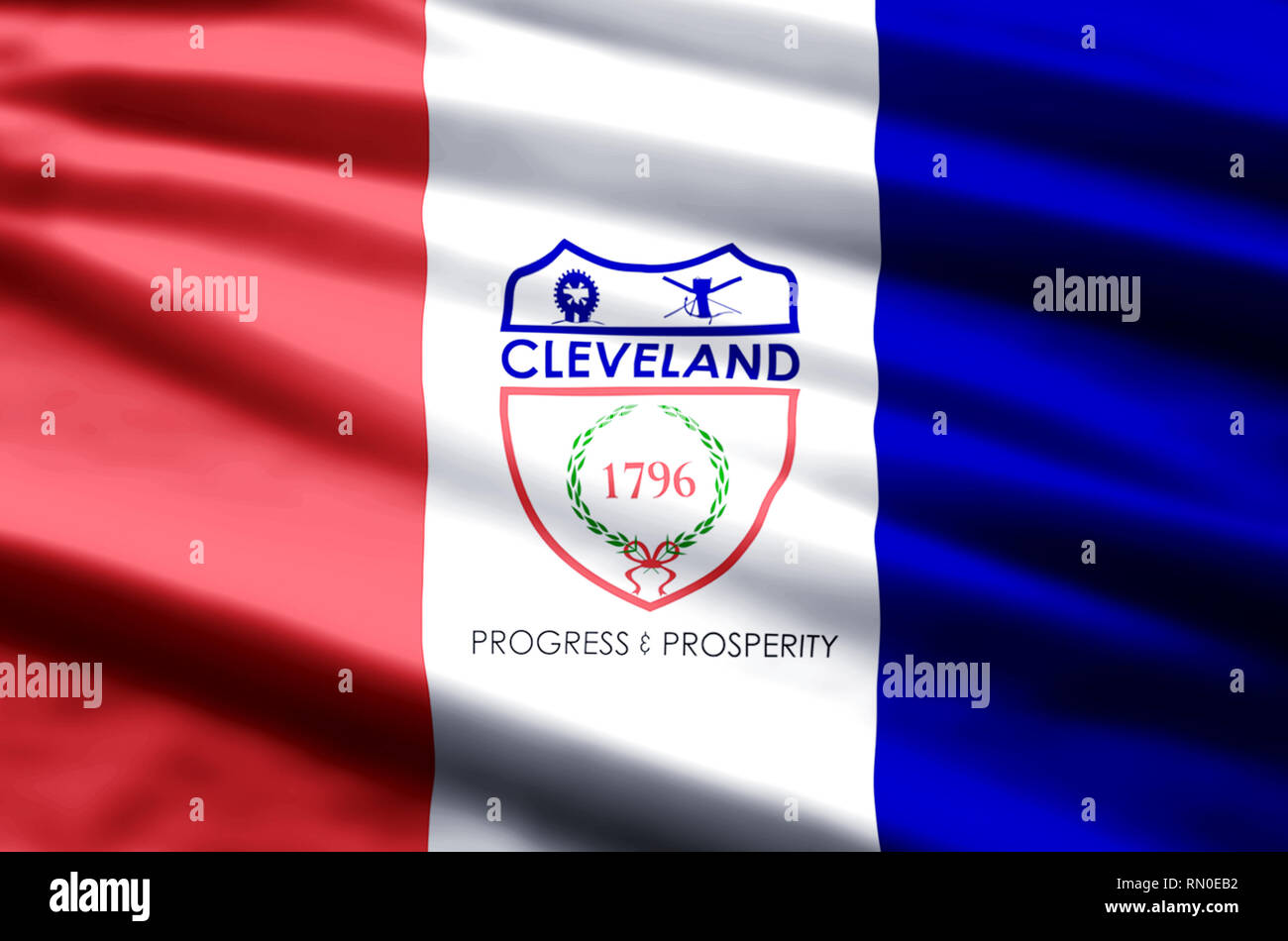 Cleveland stylish waving and closeup flag illustration. Perfect for ...