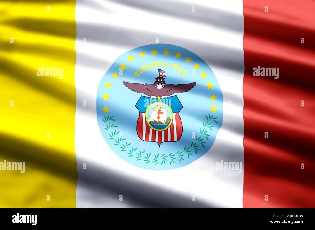 Columbus Ohio stylish waving and closeup flag illustration. Perfect for ...