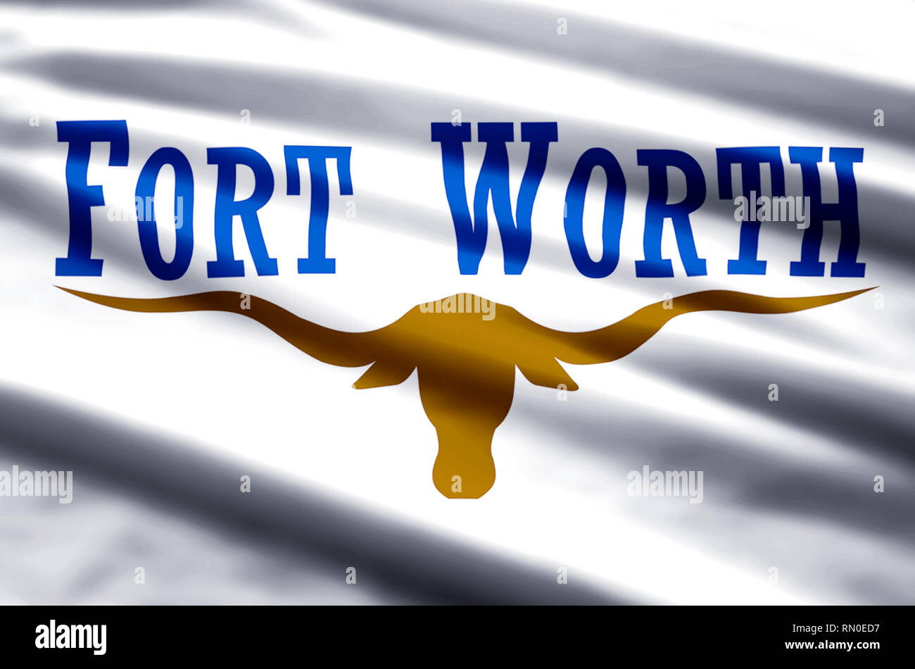 Fort Worth Texas stylish waving and closeup flag illustration. Perfect ...