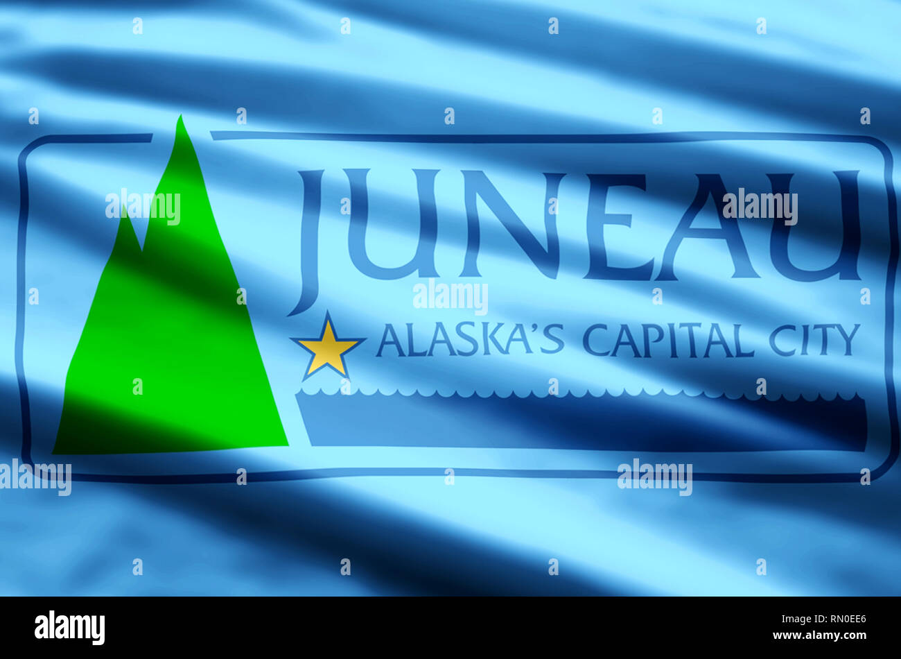 Juneau Alaska stylish waving and closeup flag illustration. Perfect for ...
