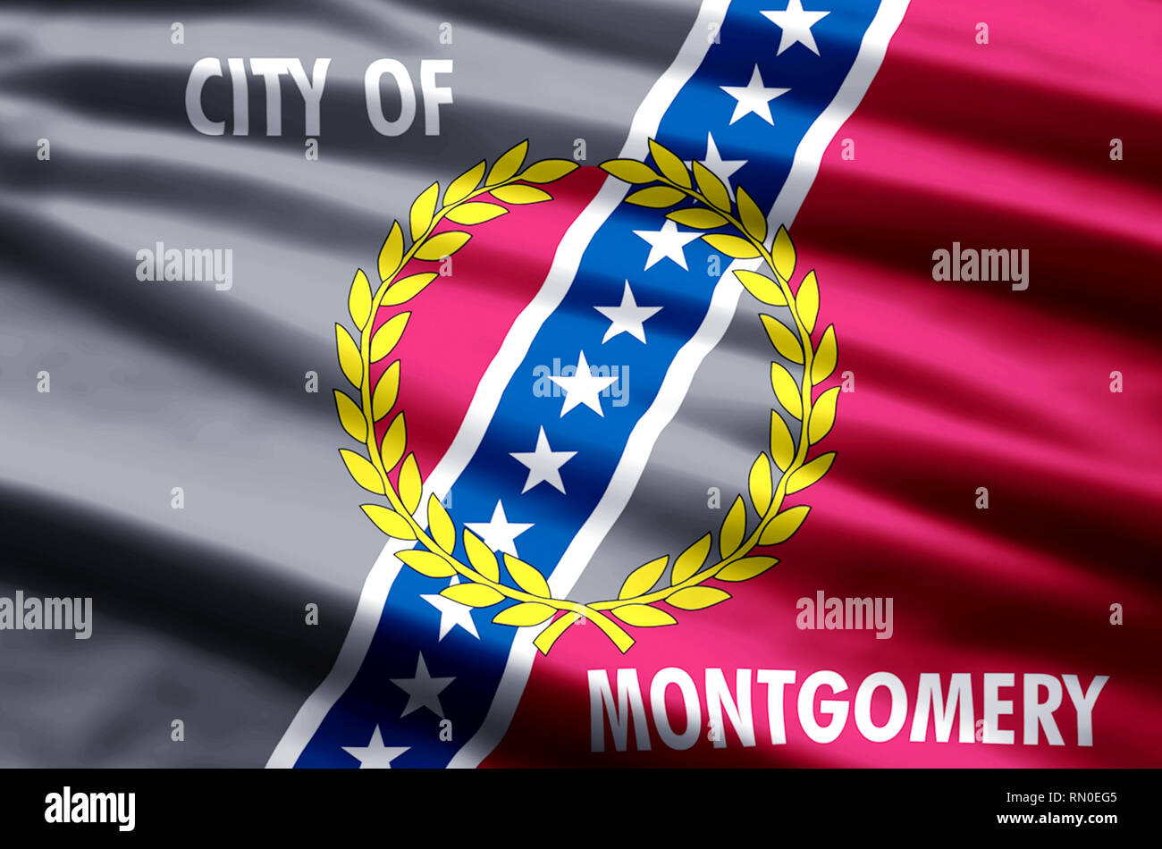 Montgomery Alabama stylish waving and closeup flag illustration ...