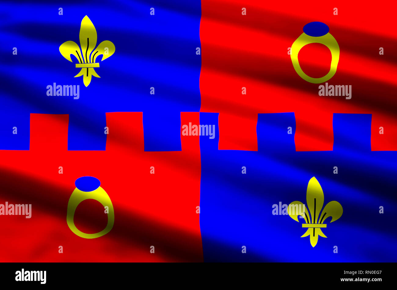 Montgomery County stylish waving and closeup flag illustration. Perfect ...