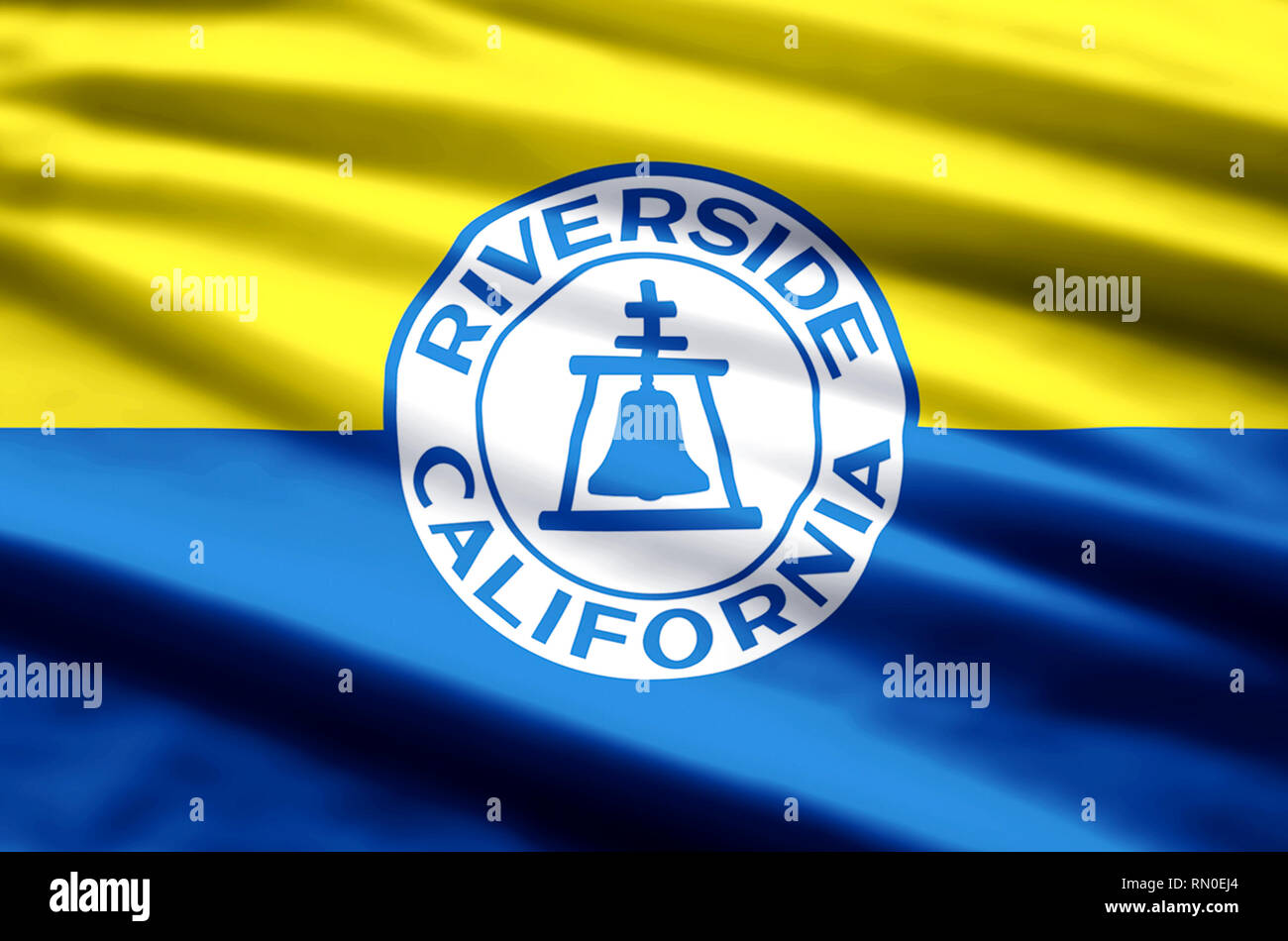 Riverside California stylish waving and closeup flag illustration ...