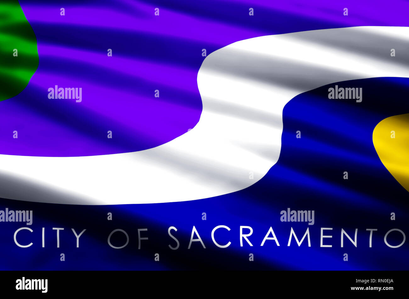 Sacramento stylish waving and closeup flag illustration. Perfect for ...