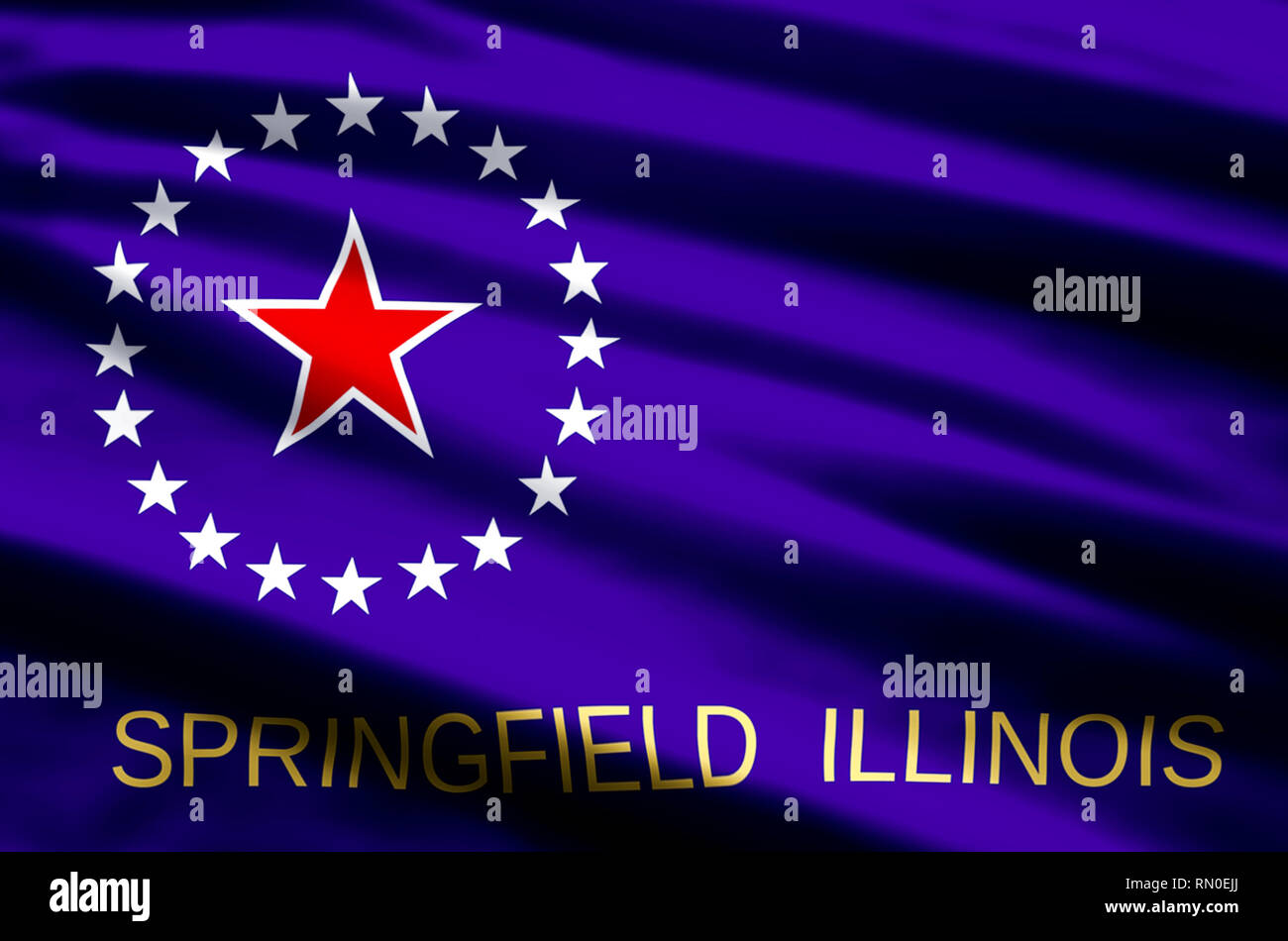 Springfield Illinois stylish waving and closeup flag illustration ...