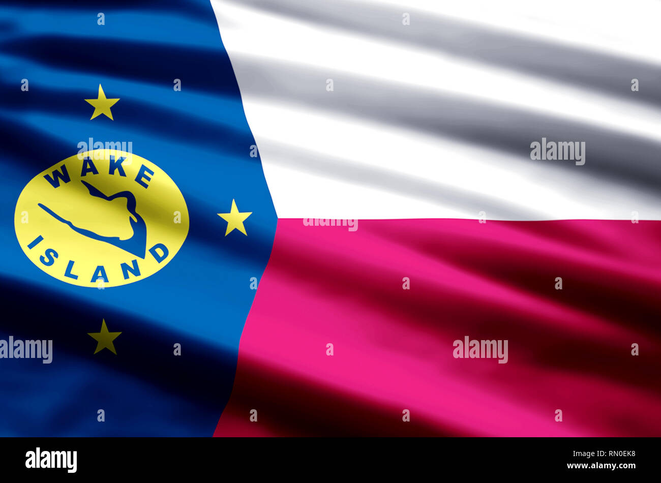 Wake Island stylish waving and closeup flag illustration. Perfect for ...