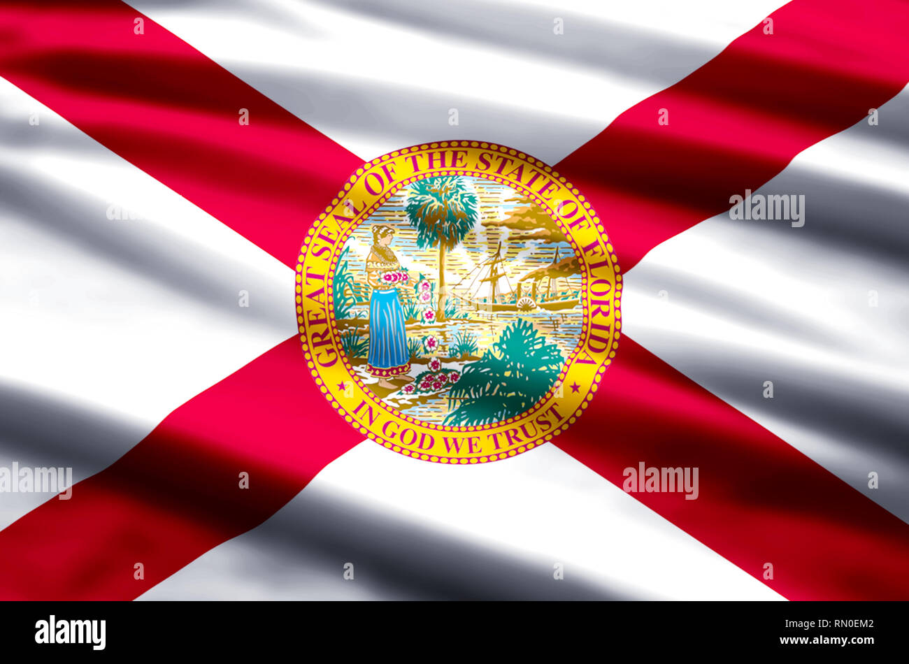 Florida stylish waving and closeup flag illustration. Perfect for ...