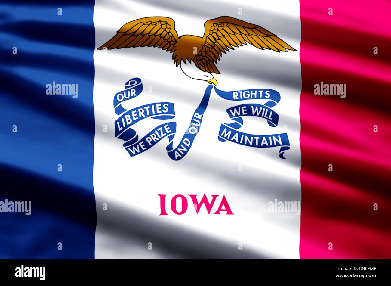 Iowa stylish waving and closeup flag illustration. Perfect for ...
