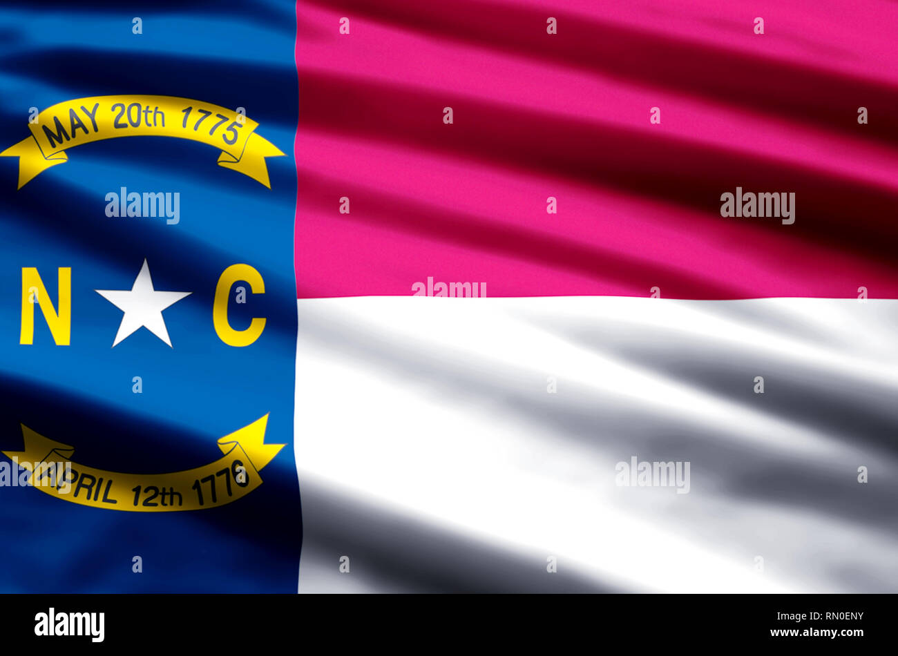 North Carolina stylish waving and closeup flag illustration. Perfect ...