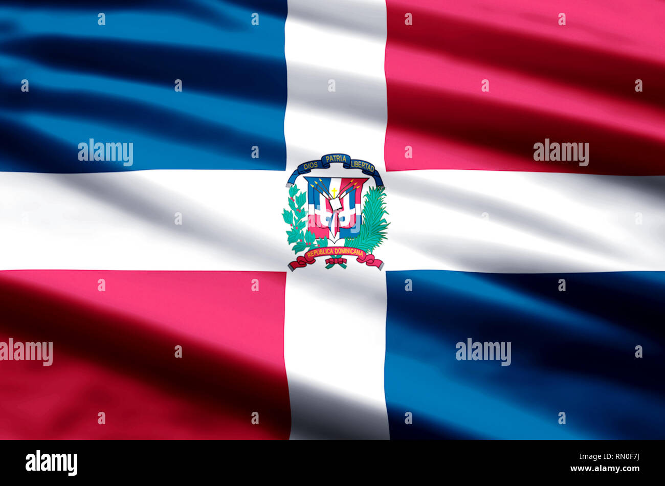 Dominican republic stylish waving and closeup flag illustration ...