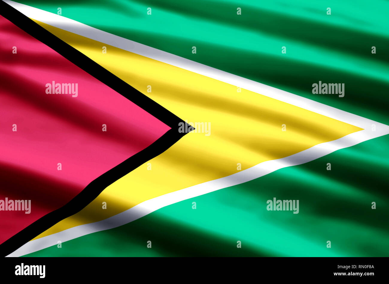 Guyana stylish waving and closeup flag illustration. Perfect for background or texture purposes ...