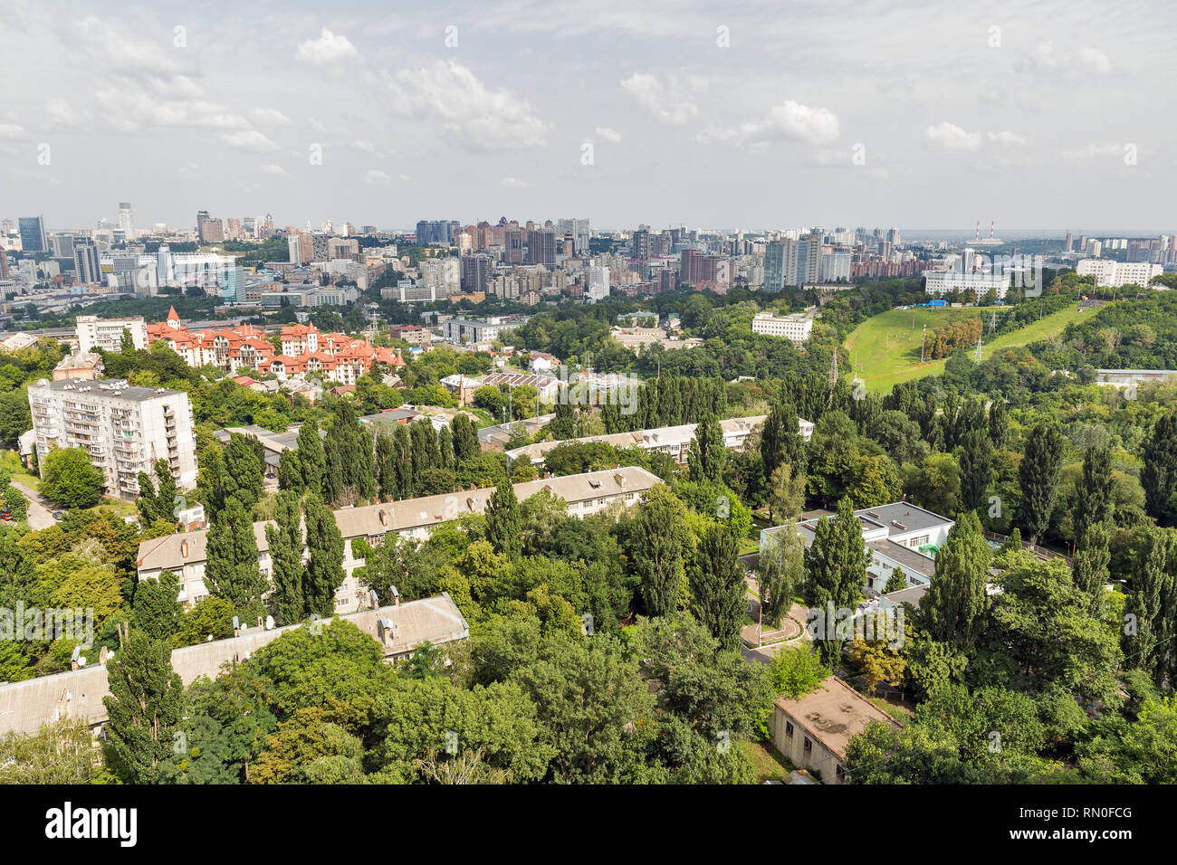 Aerial top view of Kiev city skyline from above, Kyiv downtown ...