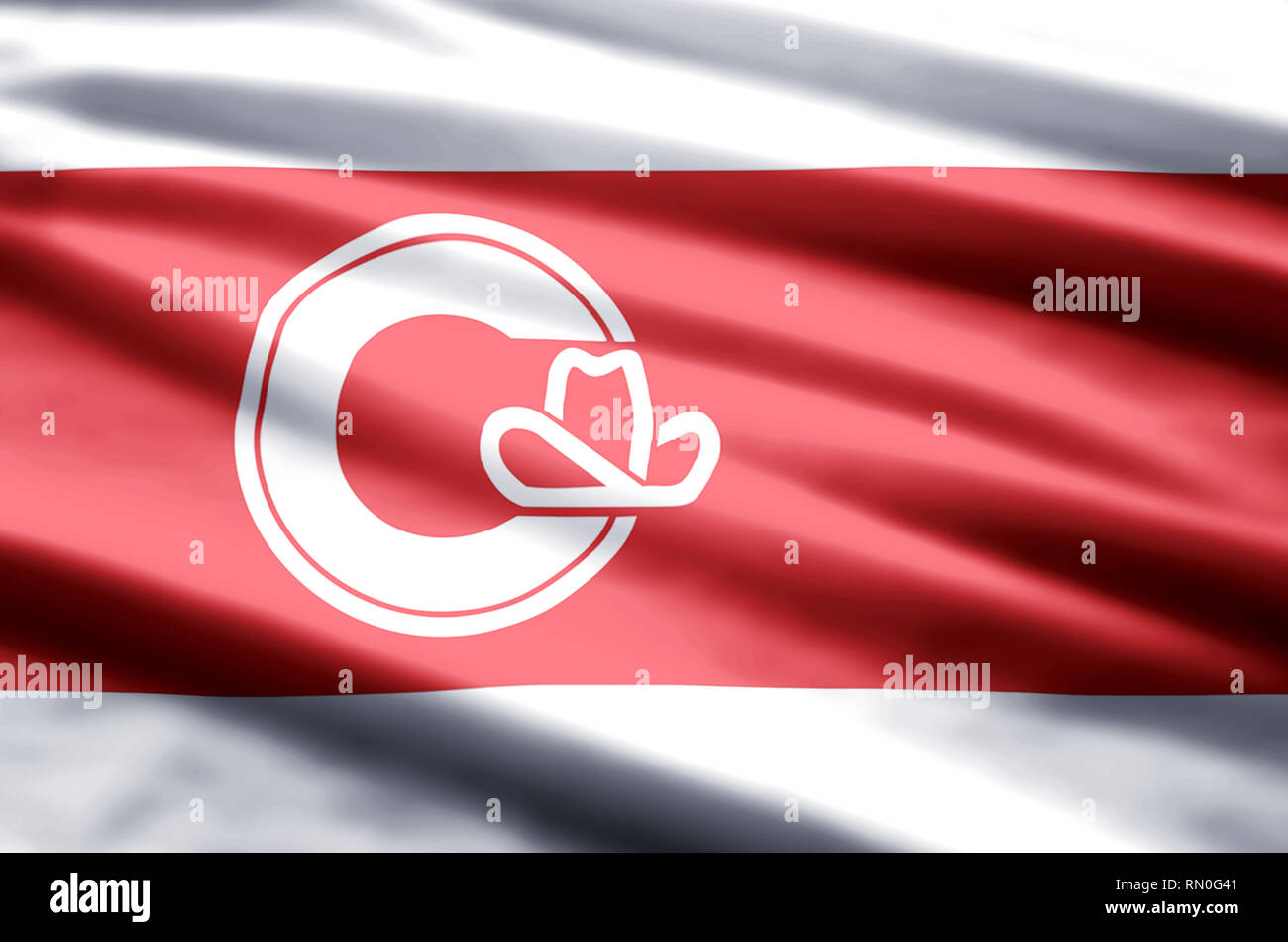 Calgary Alberta stylish waving and closeup flag illustration. Perfect ...