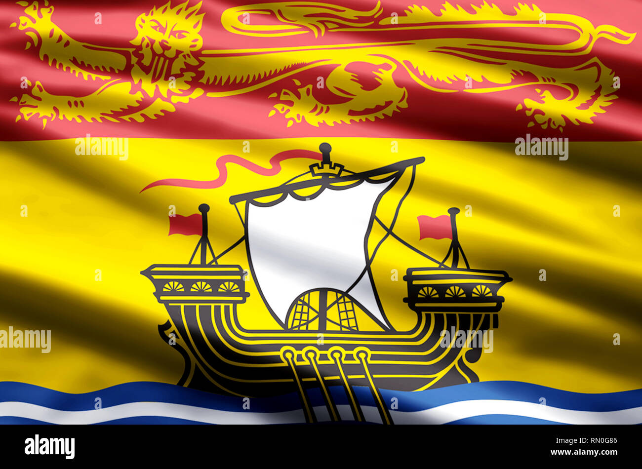 New Brunswick stylish waving and closeup flag illustration. Perfect for ...