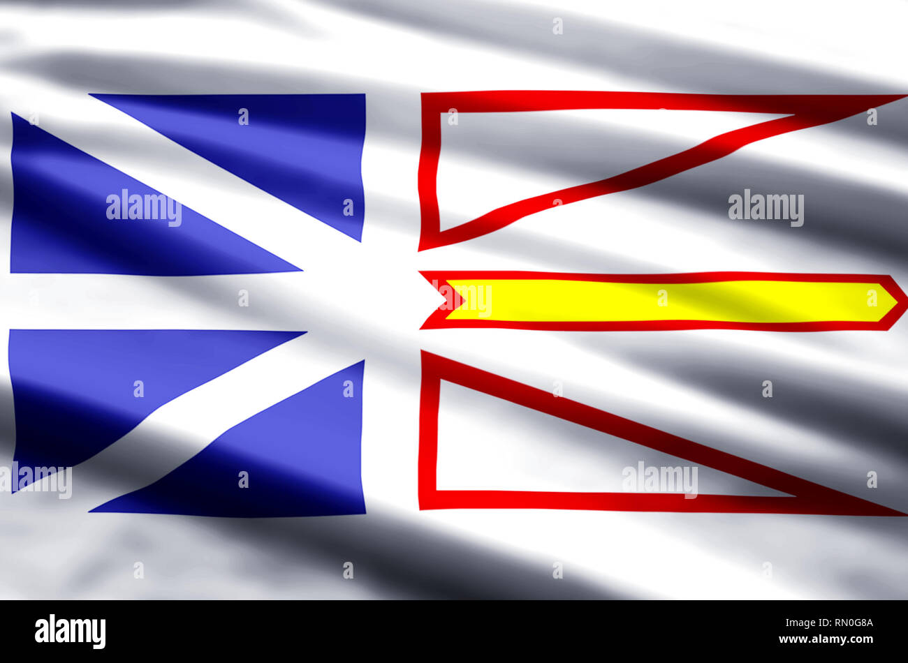 Newfoundland And Labrador stylish waving and closeup flag illustration ...