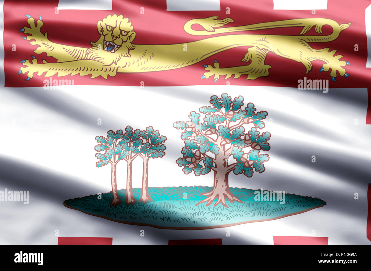 Prince Edward Island stylish waving and closeup flag illustration ...