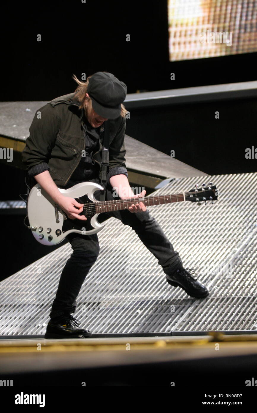 Fall Out Boy singer and guitarist Patrick Stump is shown performing on ...