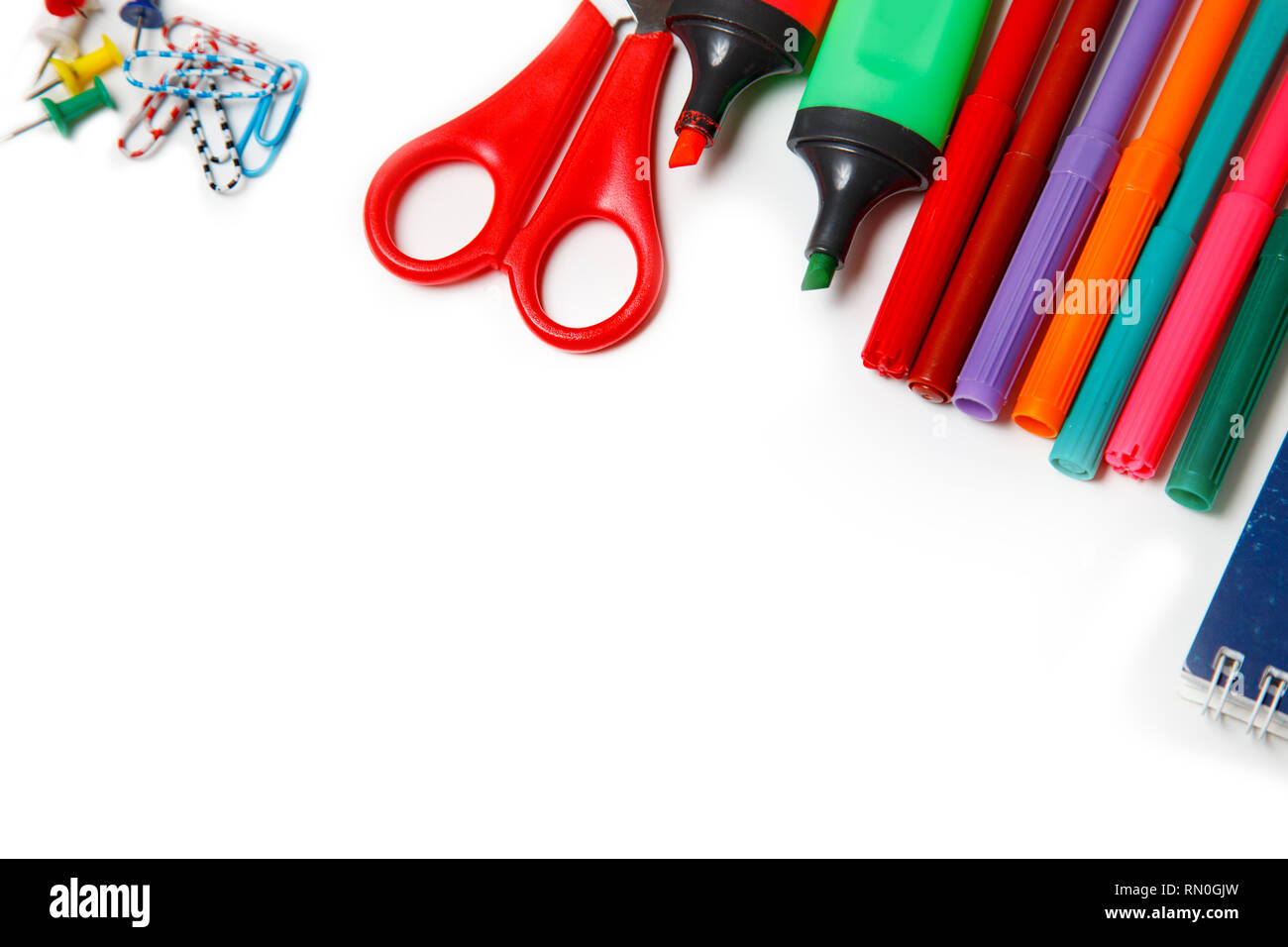 school tools on a white background, back to school Stock Photo - Alamy