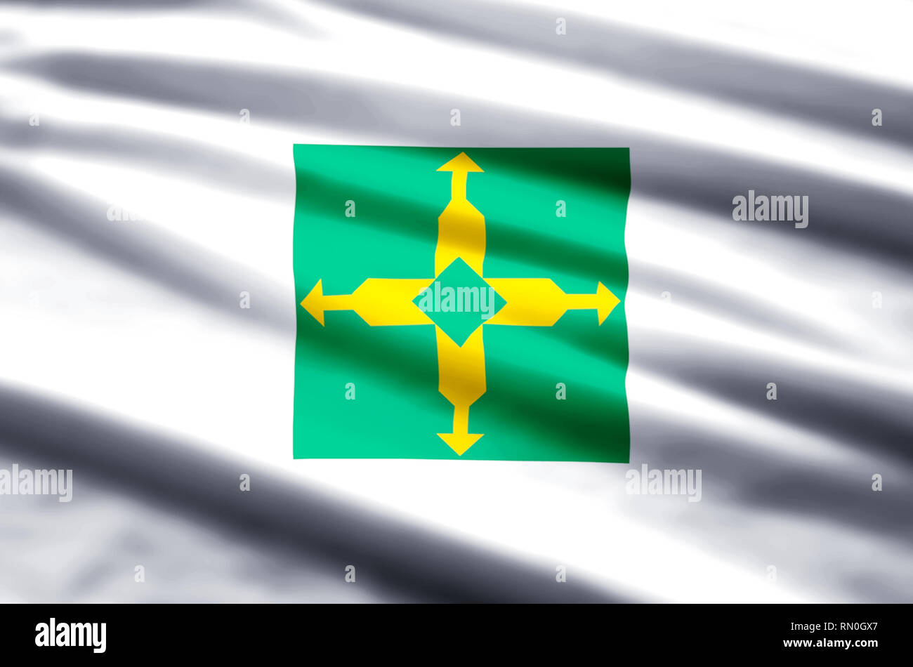 Distrito Federal stylish waving and closeup flag illustration. Perfect ...