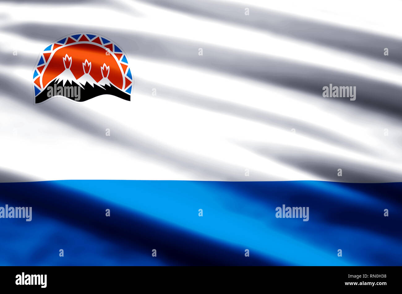 Kamchatka stylish waving and closeup flag illustration. Perfect for ...