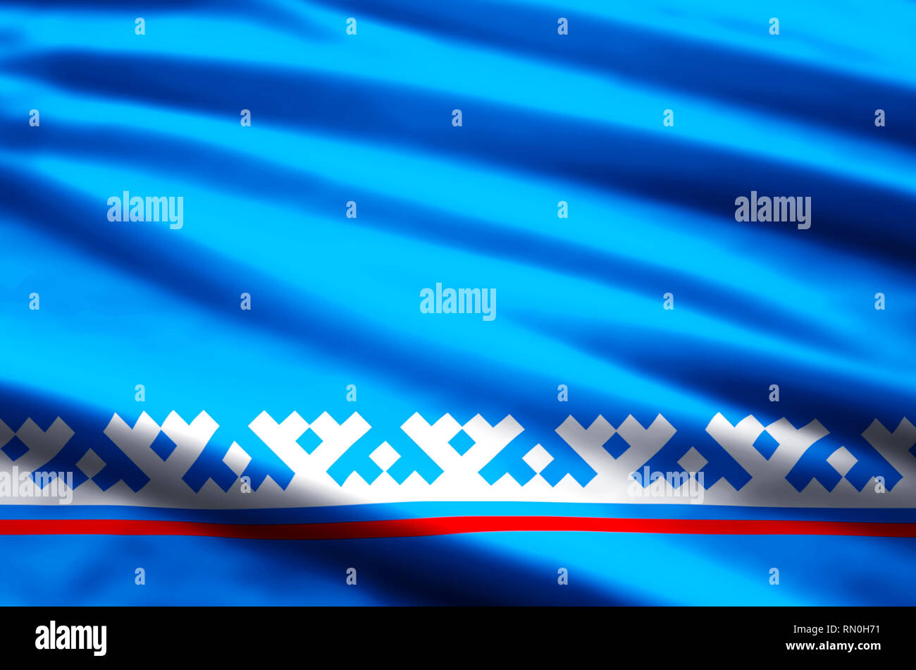 Yamal-Nenets Autonomous District stylish waving and closeup flag ...
