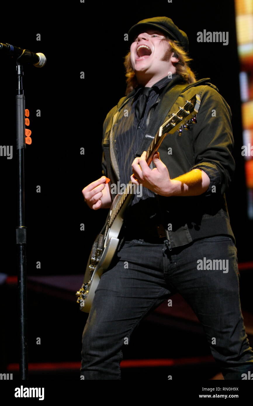 Fall Out Boy singer and guitarist Patrick Stump is shown performing on ...