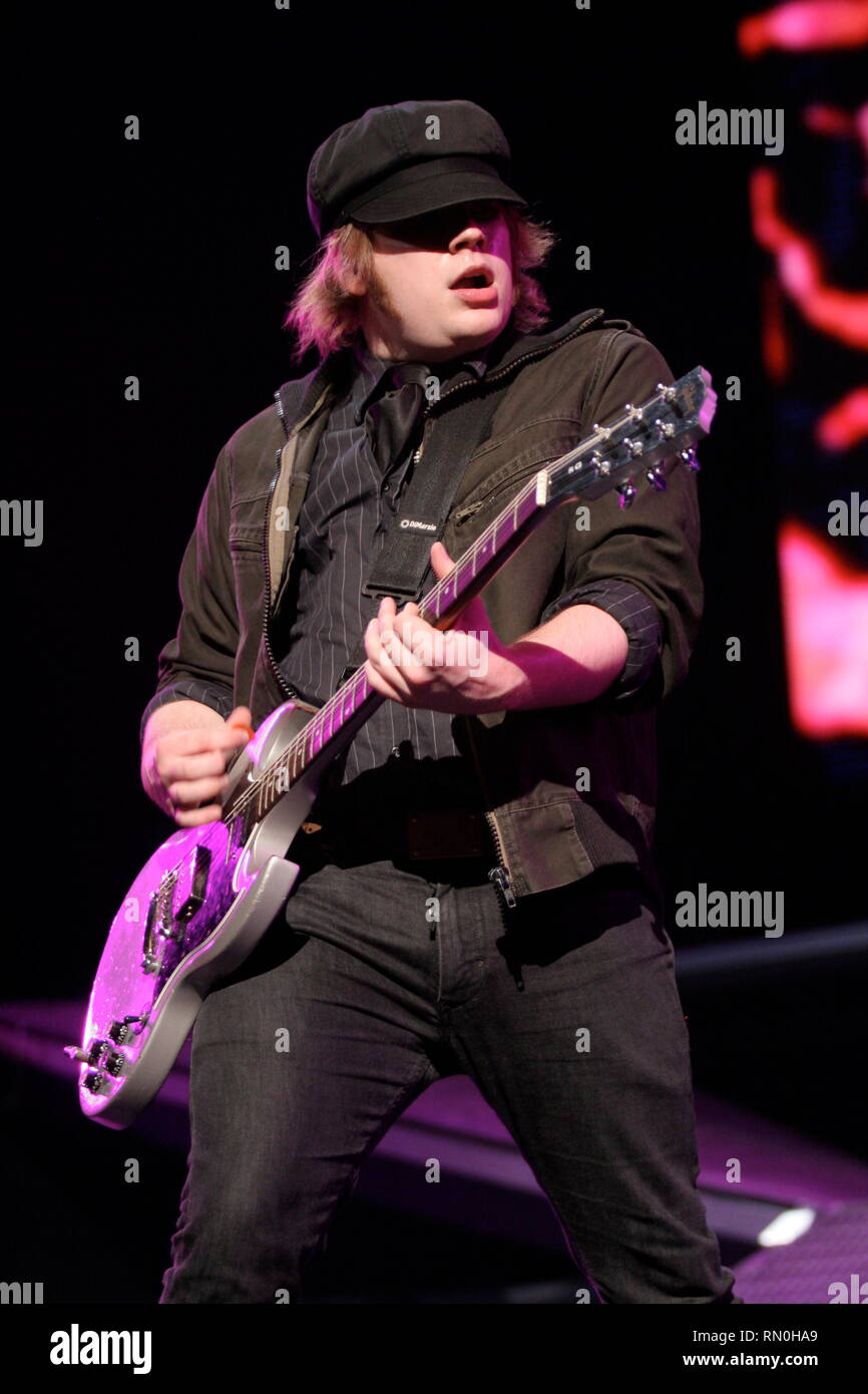 Fall Out Boy singer and guitarist Patrick Stump is shown performing on ...