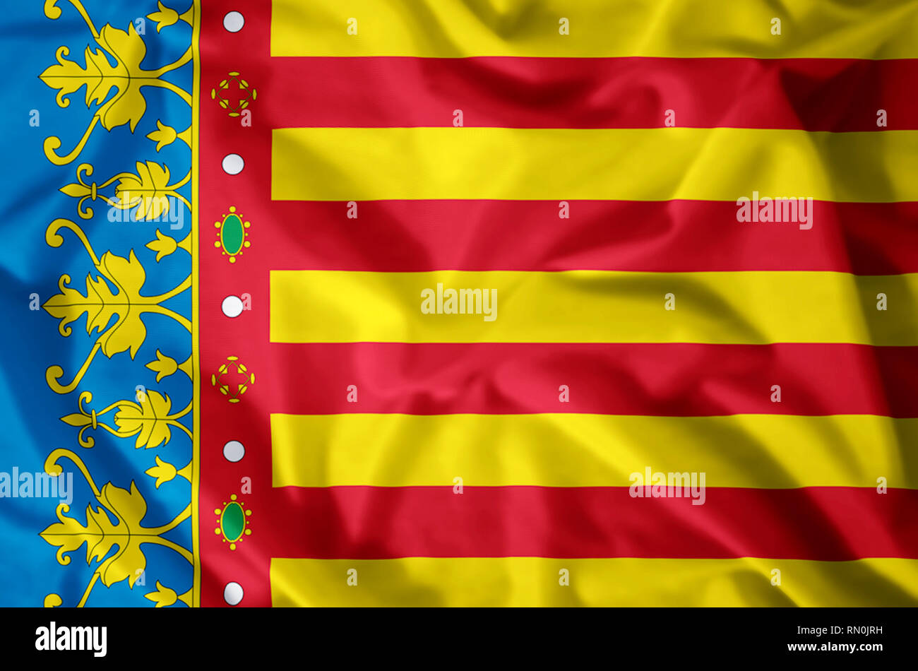 Valencia stylish waving and closeup flag illustration. Perfect for ...