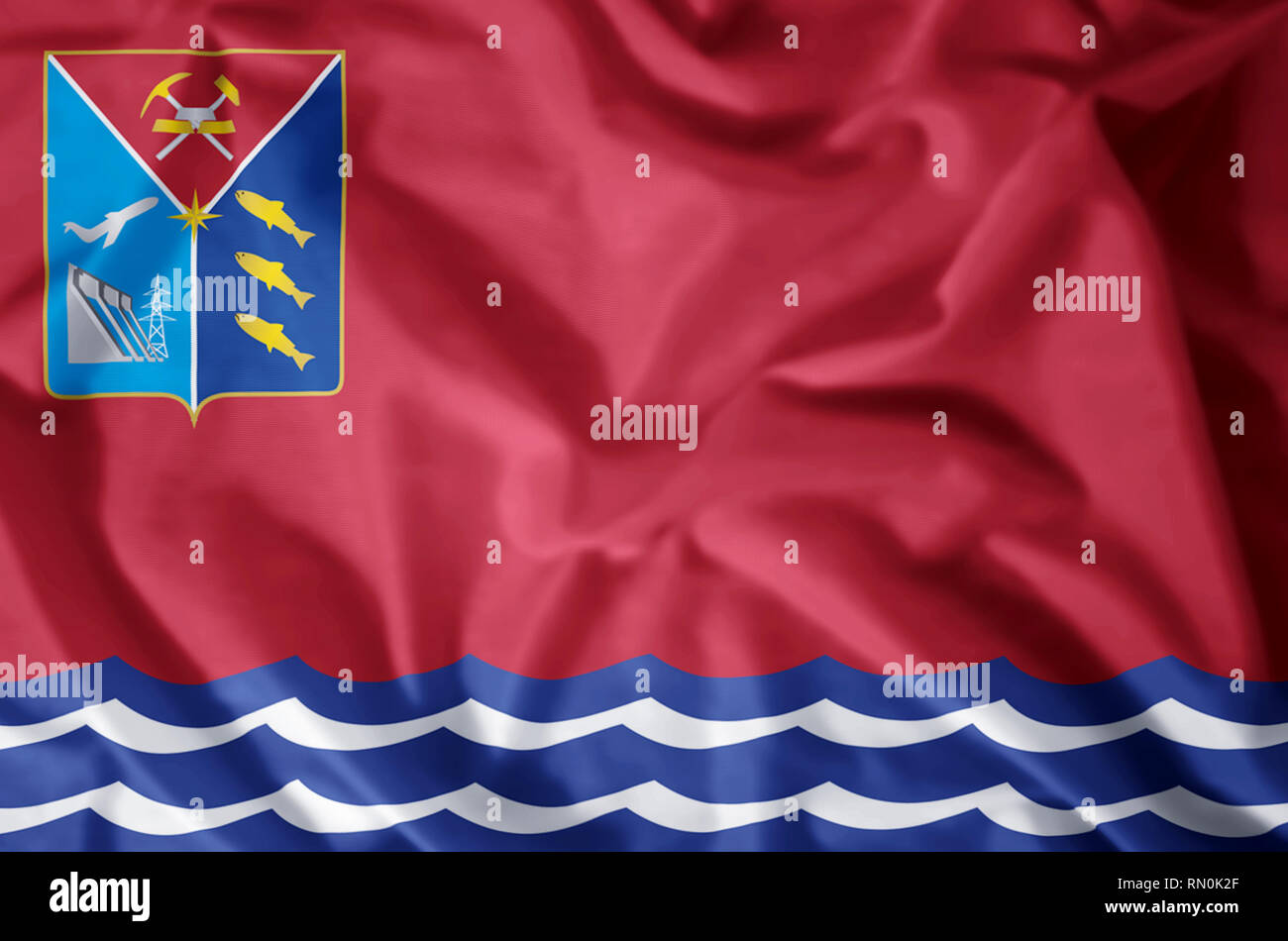 Magadan stylish waving and closeup flag illustration. Perfect for ...