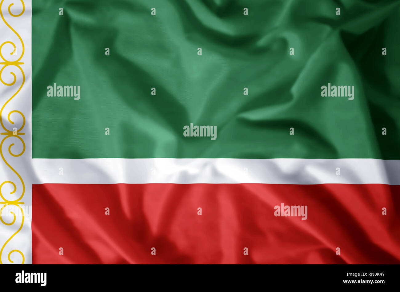 Thechechen Republic stylish waving and closeup flag illustration ...
