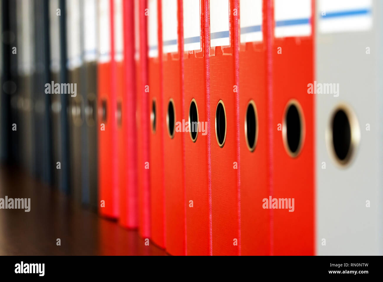 A row of binders for documents in the office Stock Photo - Alamy