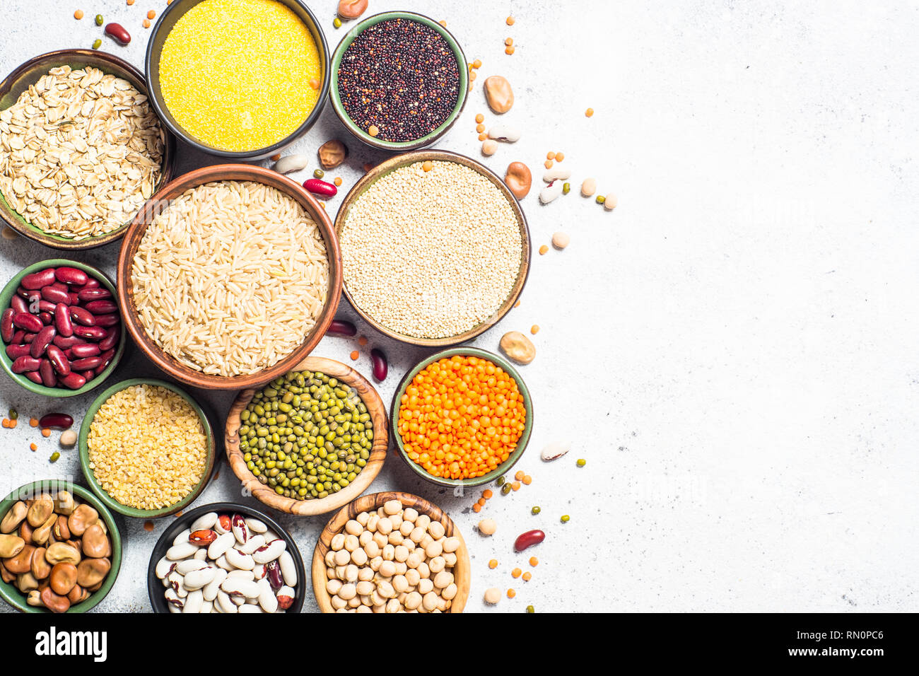 Grains crop, legumes, and beans assortment top view Stock Photo - Alamy