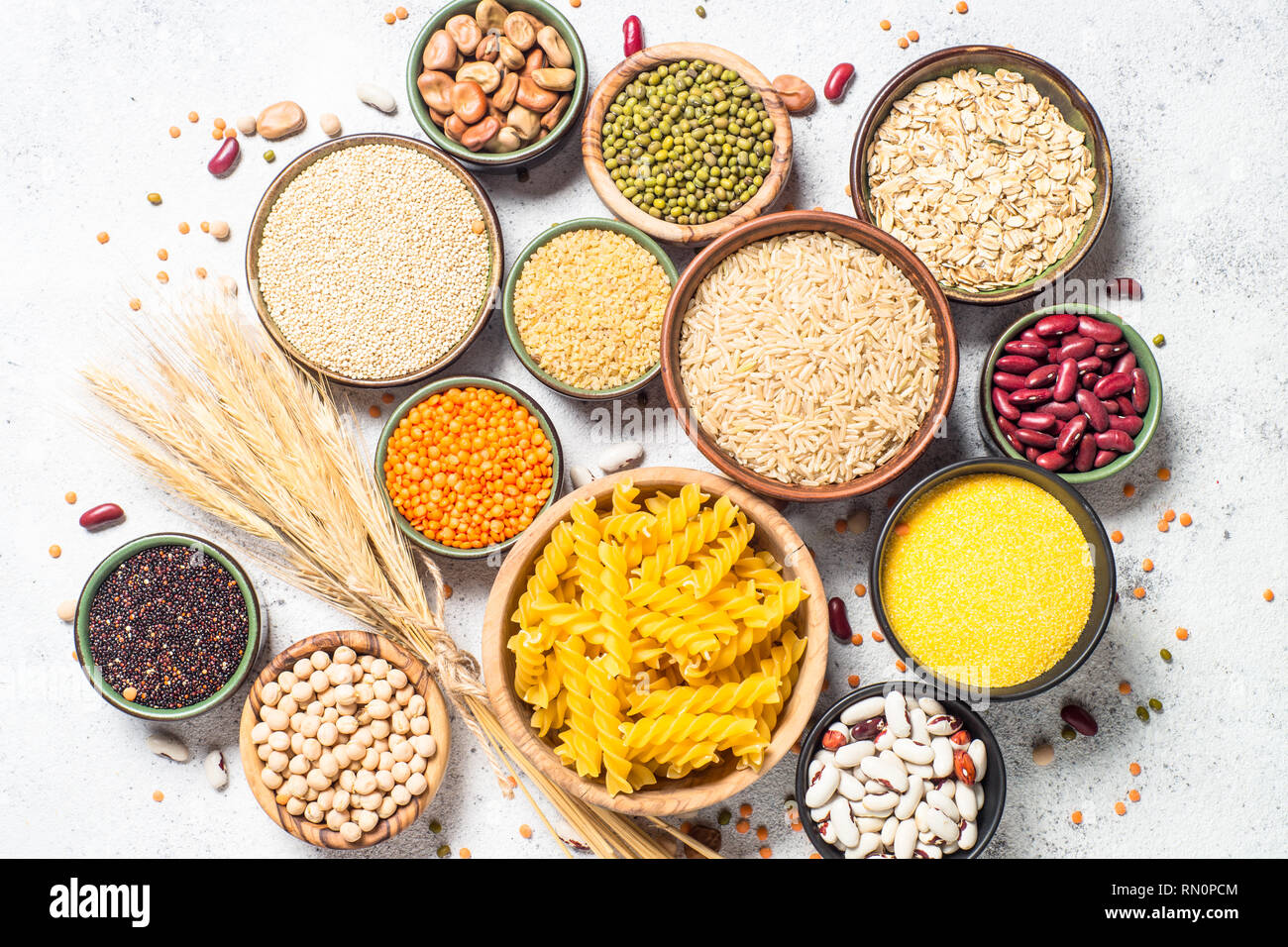 Grains crop, legumes, and beans assortment top view Stock Photo - Alamy