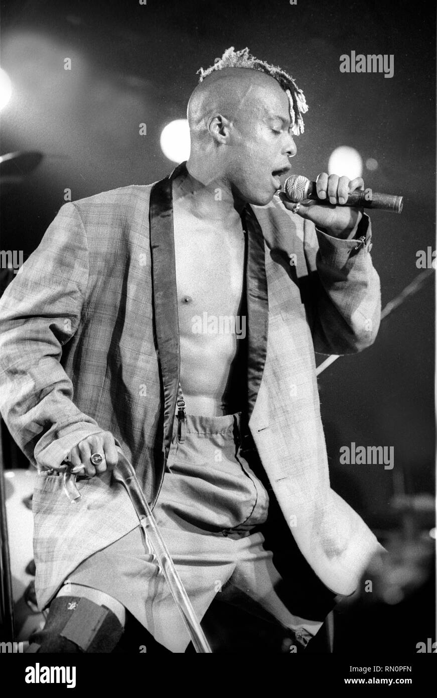 Fishbone singer Angelo Moore is shown performing on stage during a ...