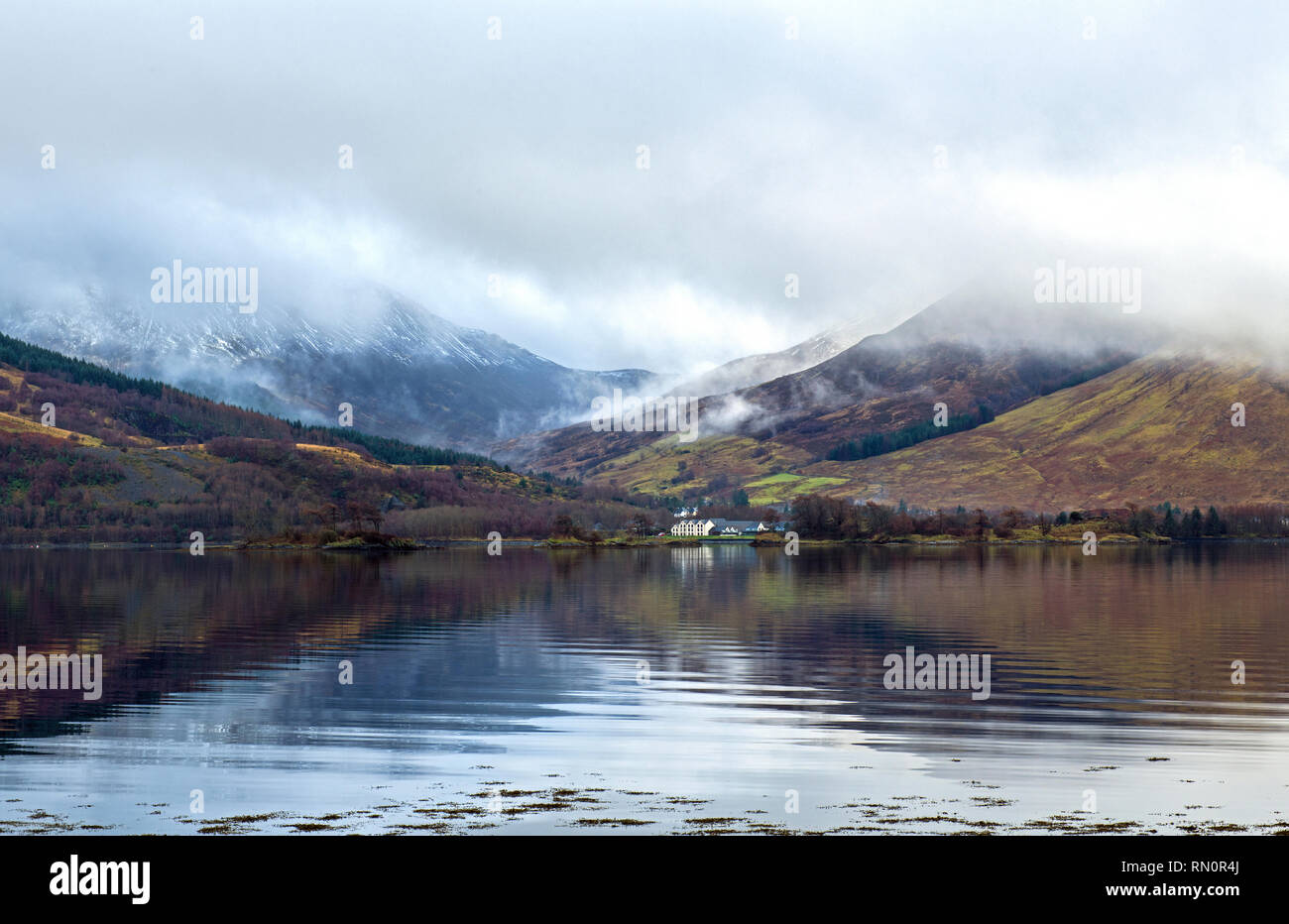 Loch Leven and Reflections in Winter Glencoe Scotland Stock Photo - Alamy
