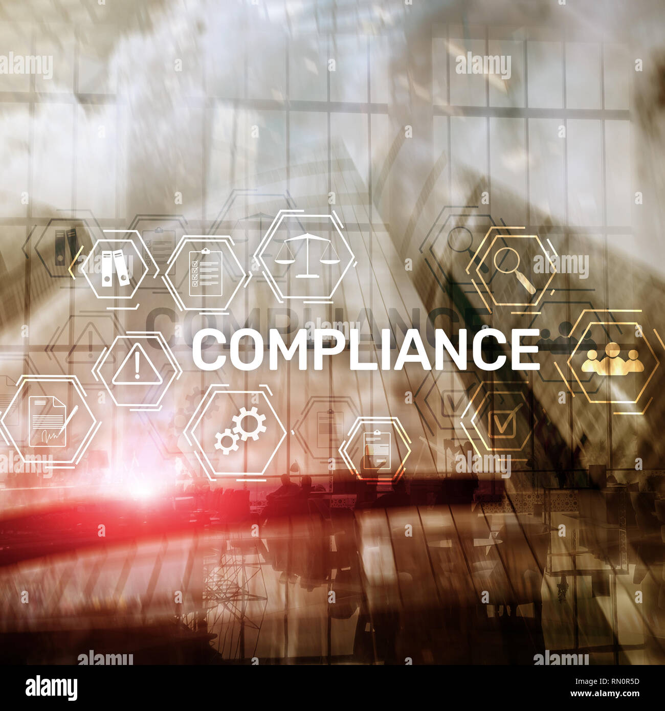 Compliance diagram with icons. Business concept on abstract background ...