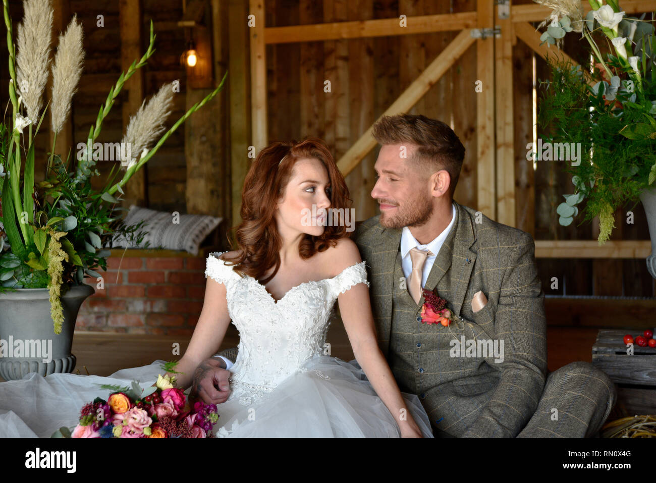 A beautiful couple get married in a romantic Farm location- she is a ...