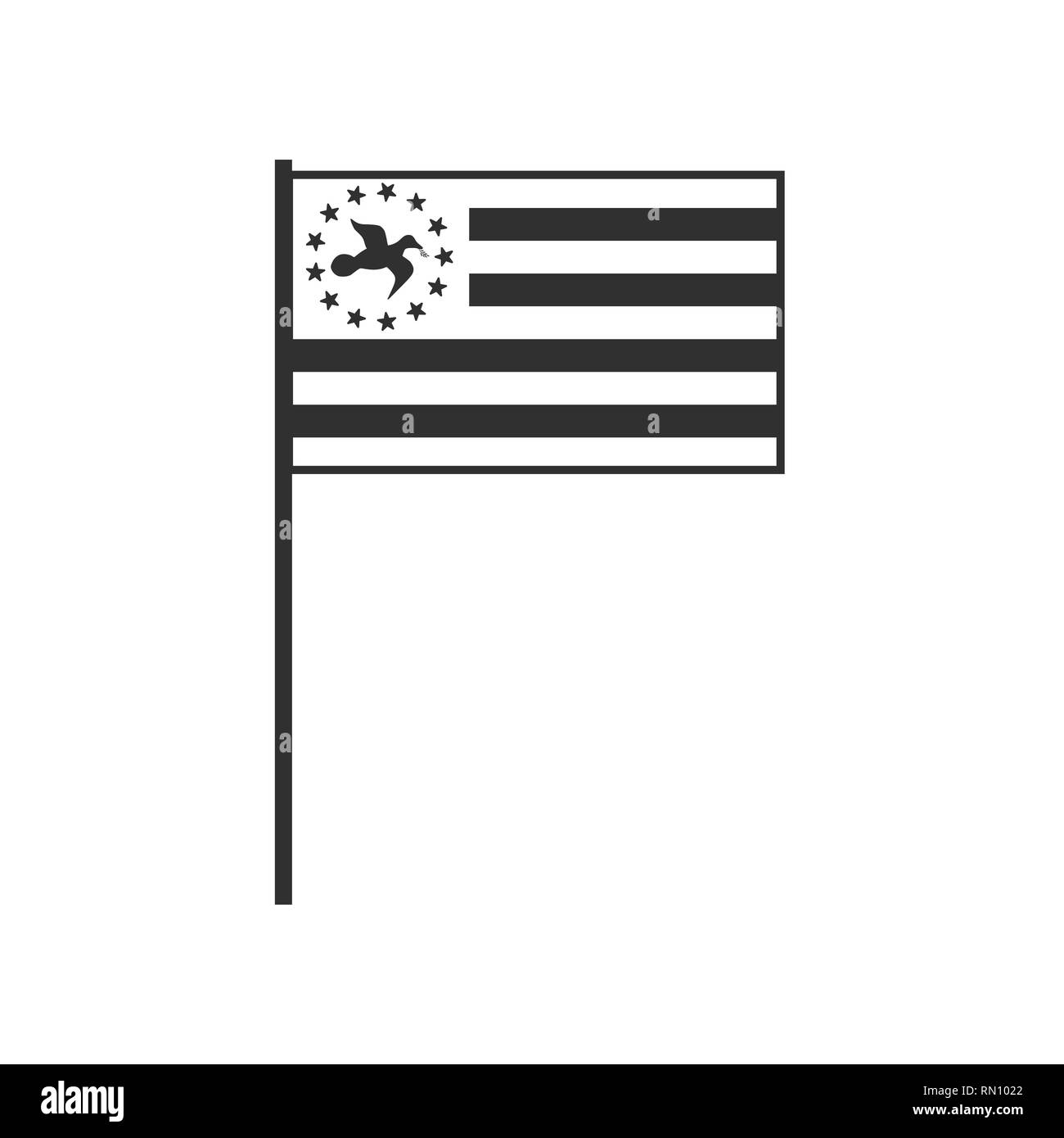 Ambazonia flag icon in black outline flat design. Independence day or ...
