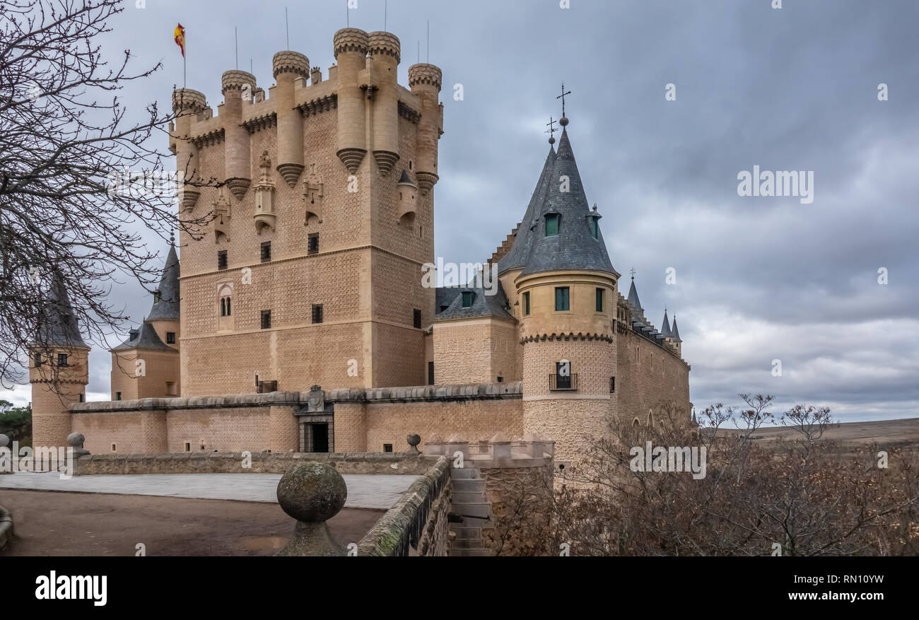 The majestic Alcazar of Segovia, Castile-Leon, Spain. Once a Roman and ...