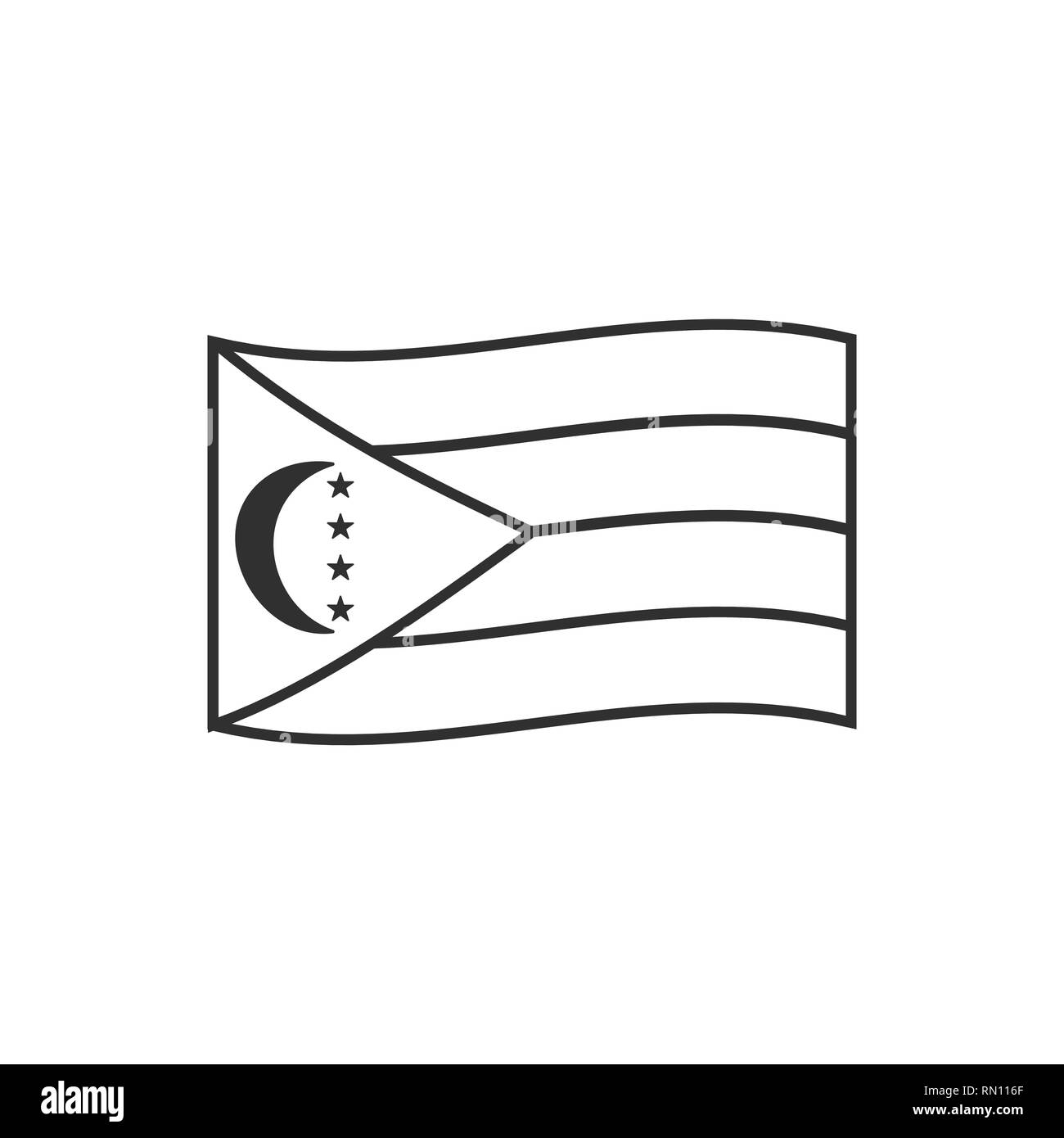 Comoros flag icon in black outline flat design. Independence day or ...