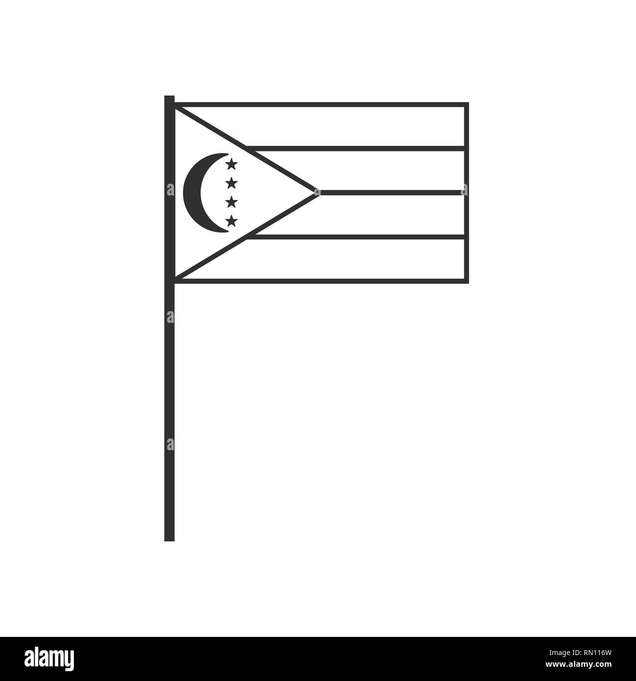 Comoros flag icon in black outline flat design. Independence day or ...
