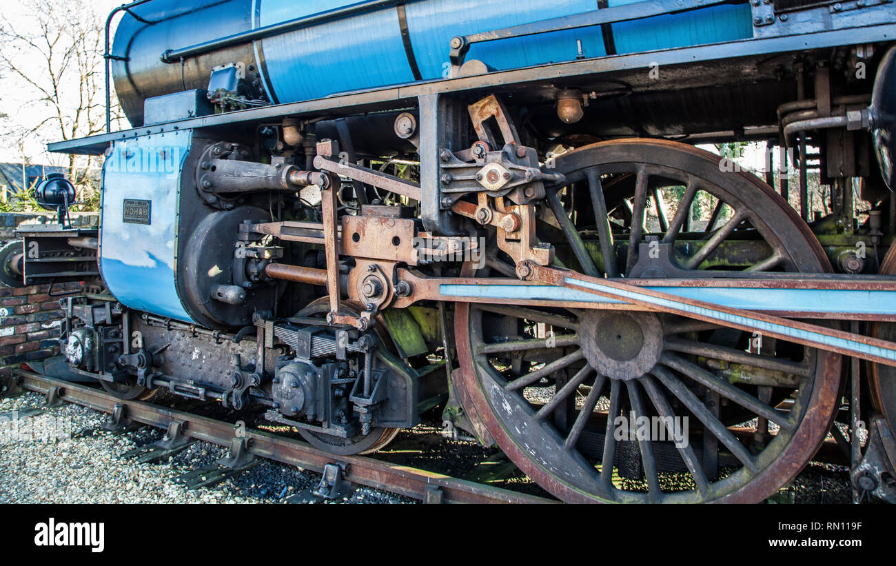 Blue Steam Locomotive Wheels Stock Photo - Alamy