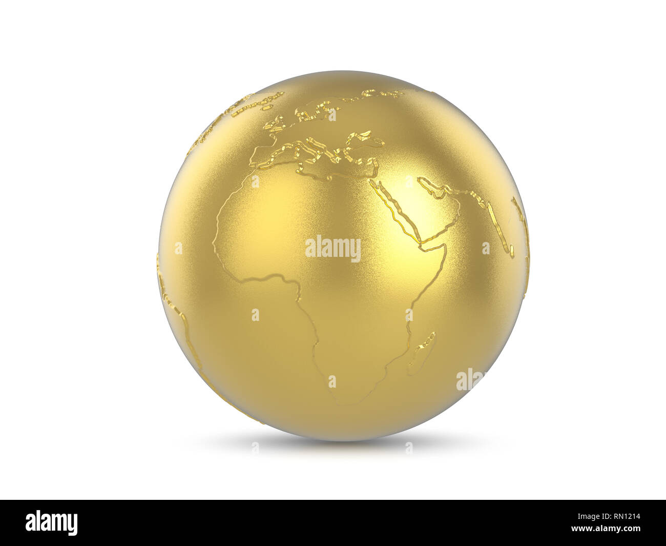 Gold world globe on a white background. 3d illustration Stock Photo - Alamy