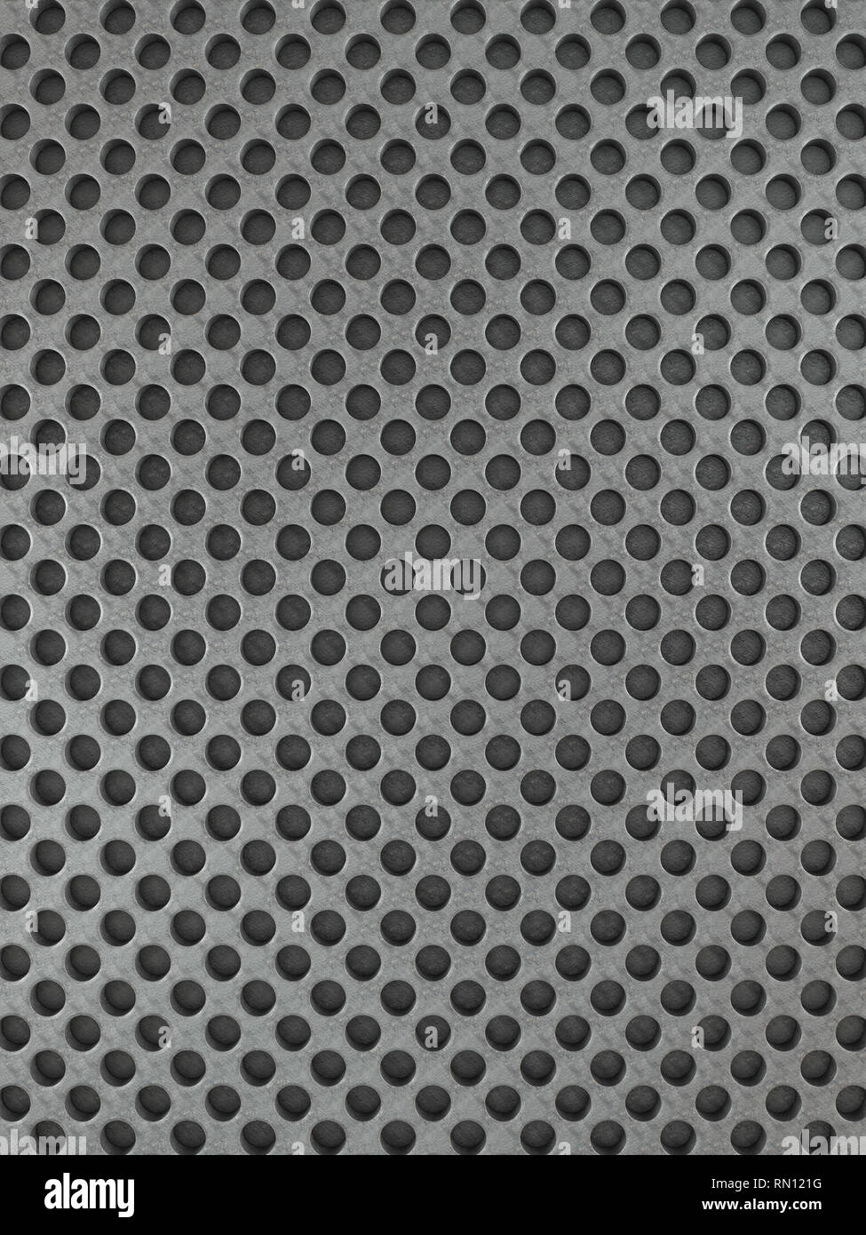 Metal grid with round holes pattern background. 3D illustration Stock ...