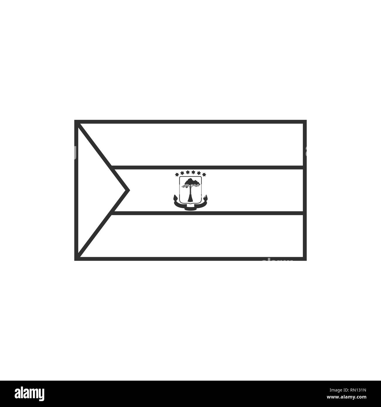 Equatorial Guinea flag icon in black outline flat design. Independence ...
