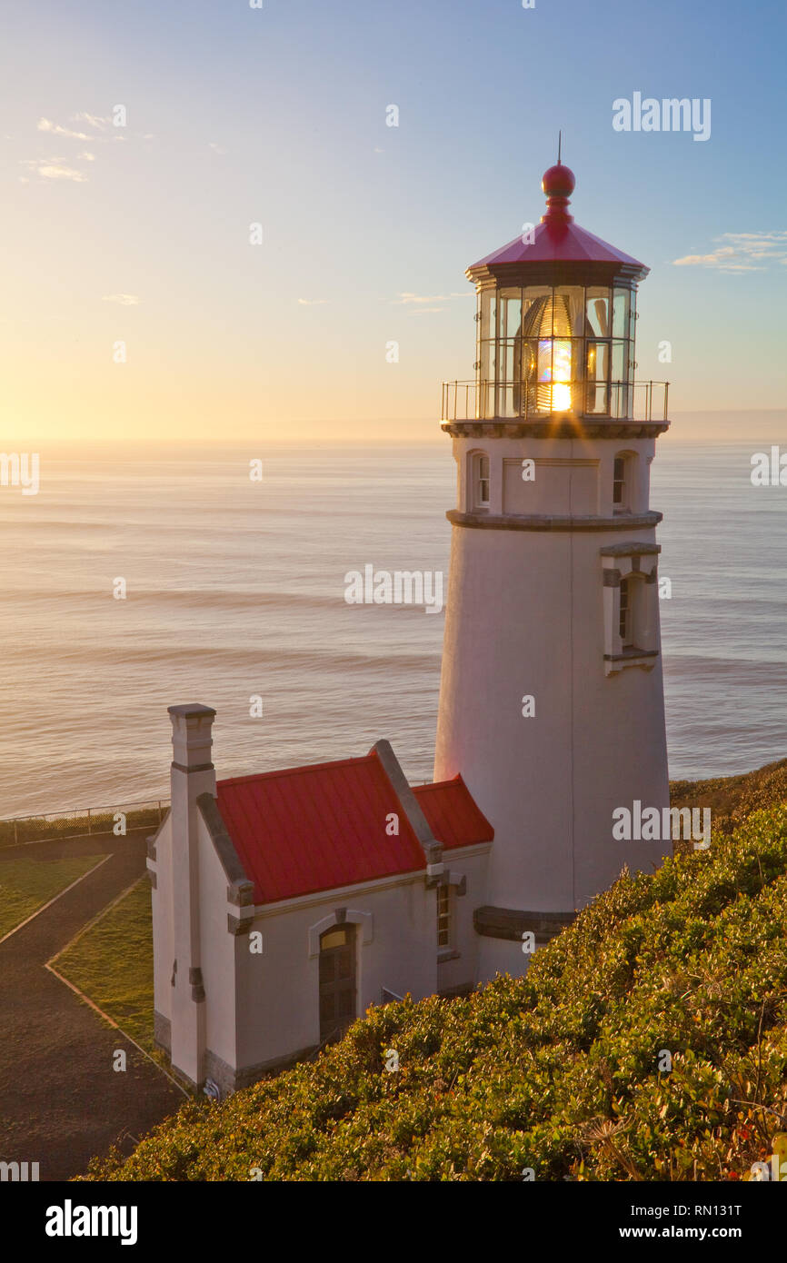 Haceta Head Lighthouse On the Oregon Coast Near Florence Oregon Stock ...