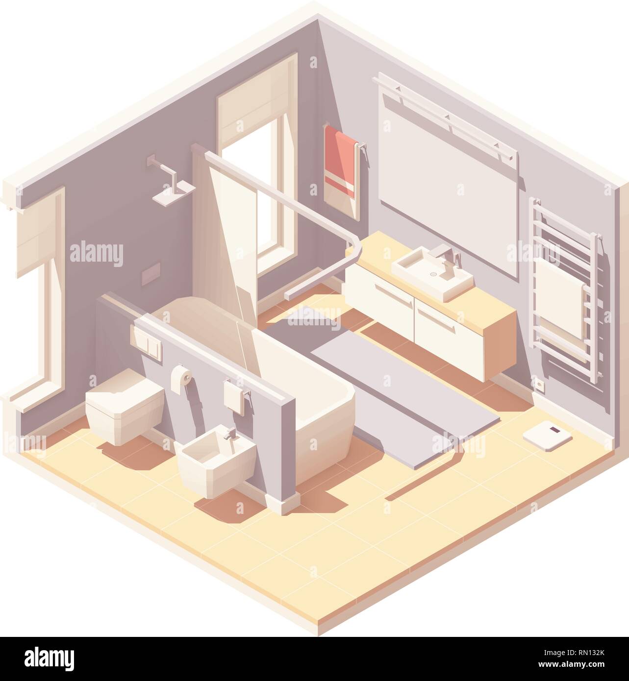 Contemporary bathroom interior design Stock Vector Images - Alamy