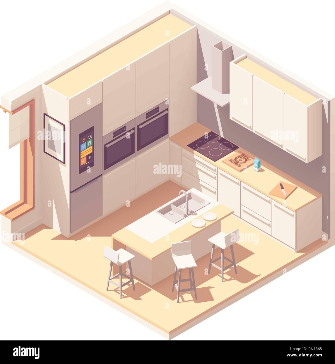 Vector isometric kitchen interior Stock Vector Image & Art - Alamy