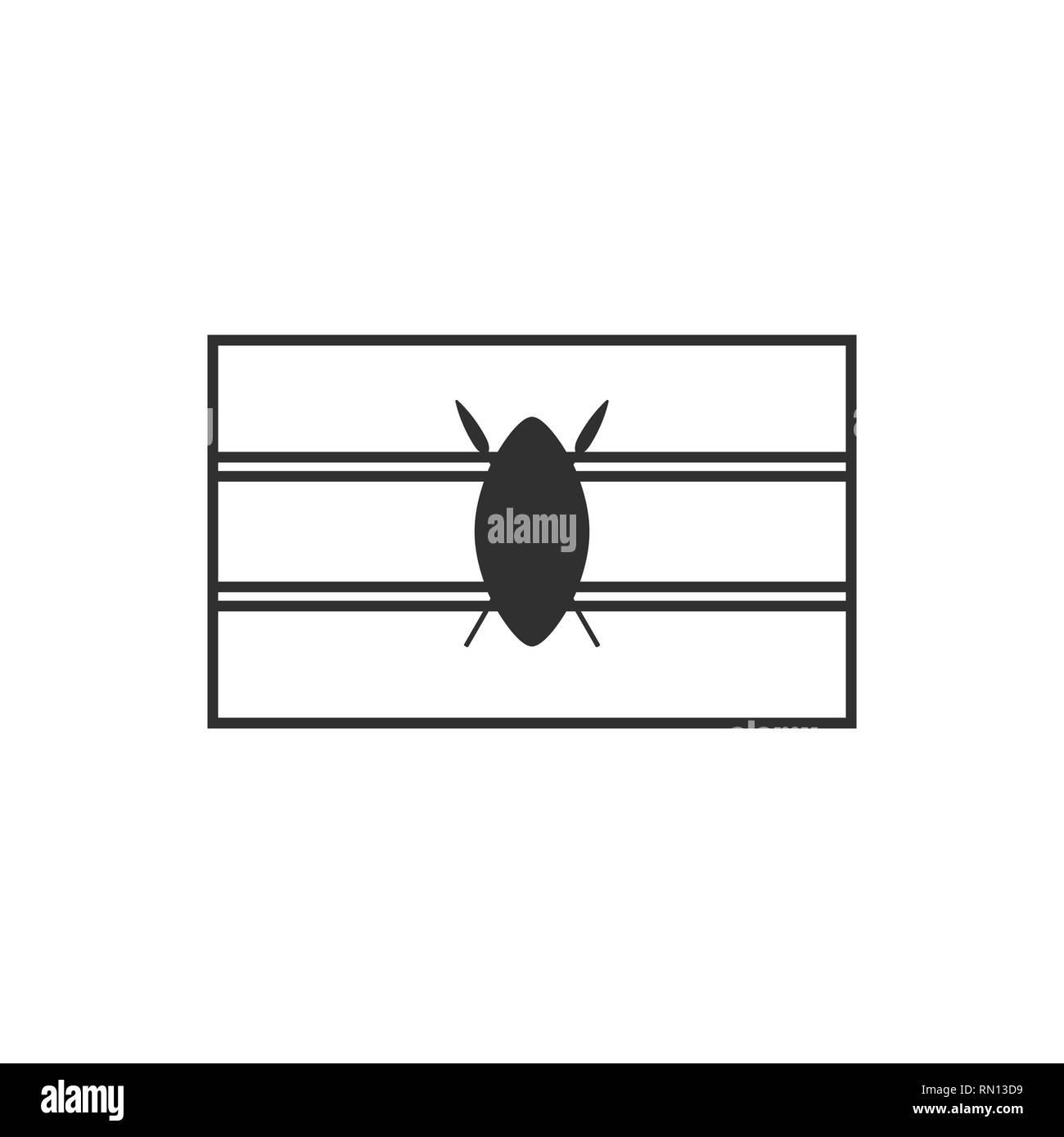 Kenya flag icon in black outline flat design. Independence day or ...